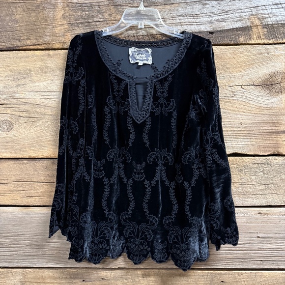 Johnny Was | Tops | Love Johnny Was Black Velvet Embroidered Blouse ...